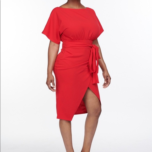 Dresses | Wrap Red Dress With Split | Poshmark